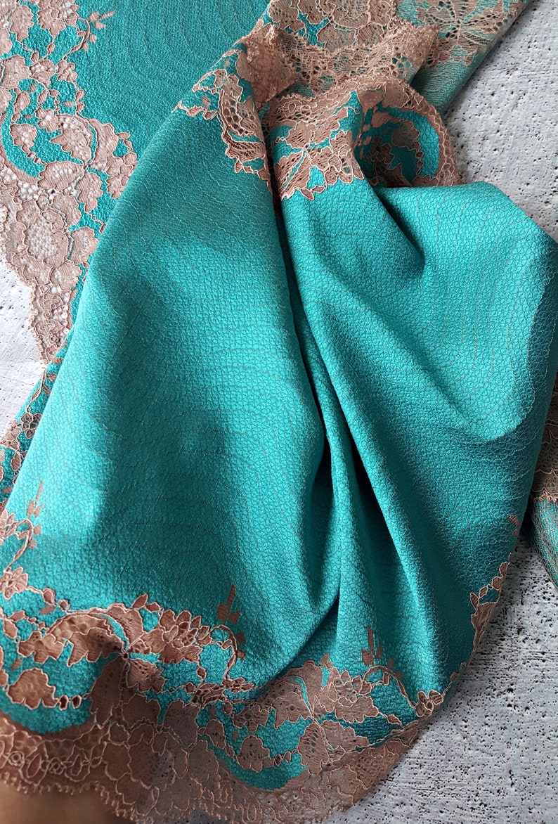 Turquoise Stretch Lace Trim Wide Elastic Lace Fabric Wedding | Etsy