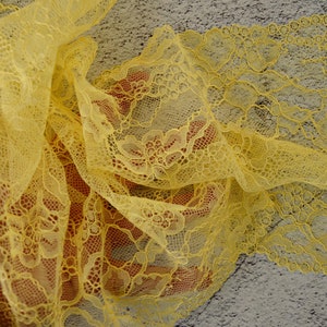 Yellow Lace Trim, Nonelastic Wide Floral Lingerie Lace Width 23 Cm / 9. ...