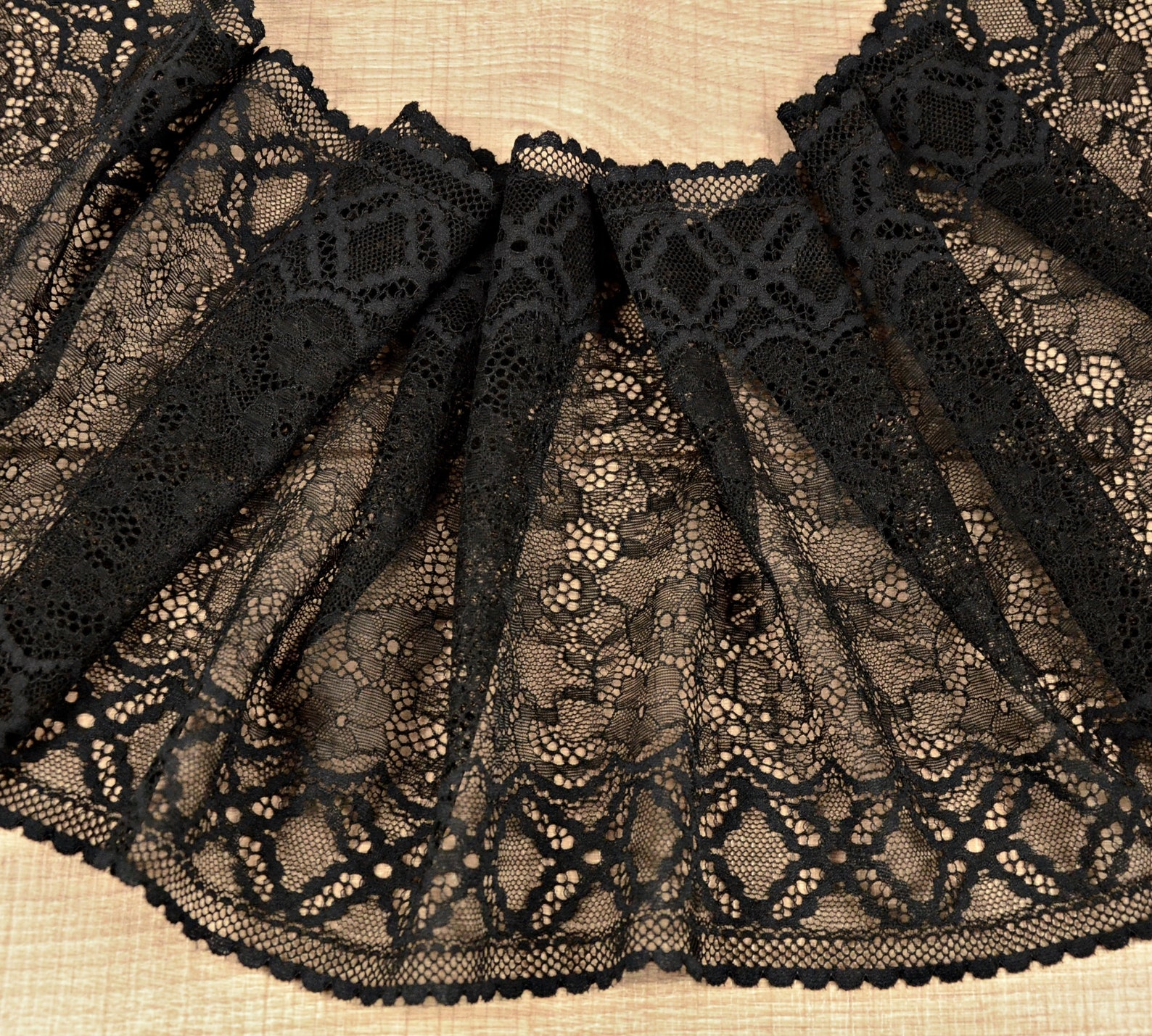 Black Stretch Lace Trim, Elastic Lace Fabric, Bra Making, Width 22 Cm ...