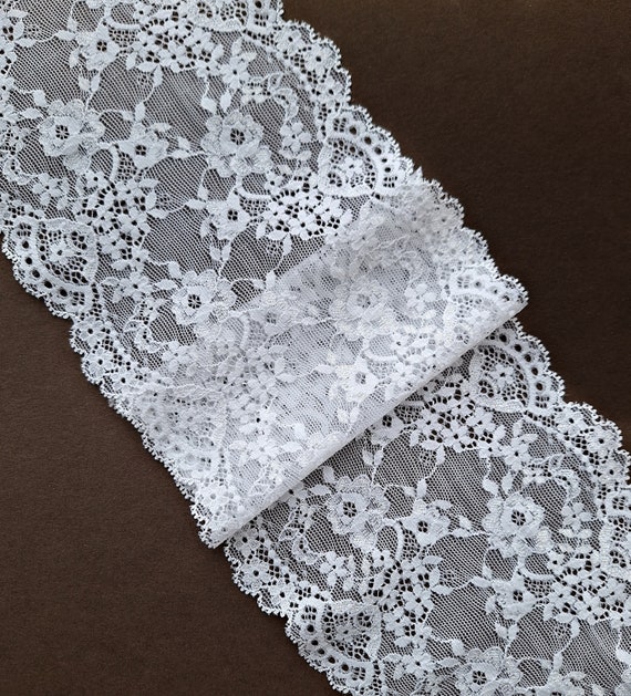 3.28 Yards White Stretch Lace Floral Elastic Lace Trim Width 14.5 Cm 5.7 Nr Q7140 Etsy