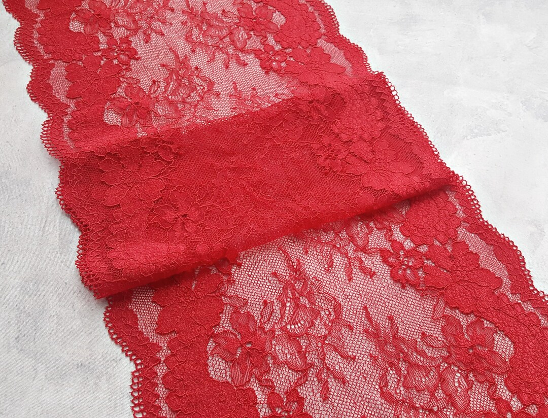 Red Stretch Lace, Lingerie Lace Trim, Table Runner Width 23 Cm / 9.05 ...