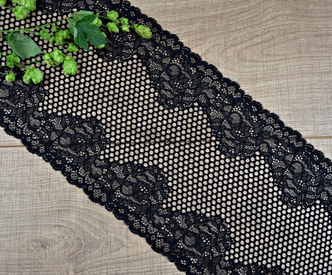 Black Stretch Lace Lingerie Mesh Lace Trim Floral Wide - Etsy