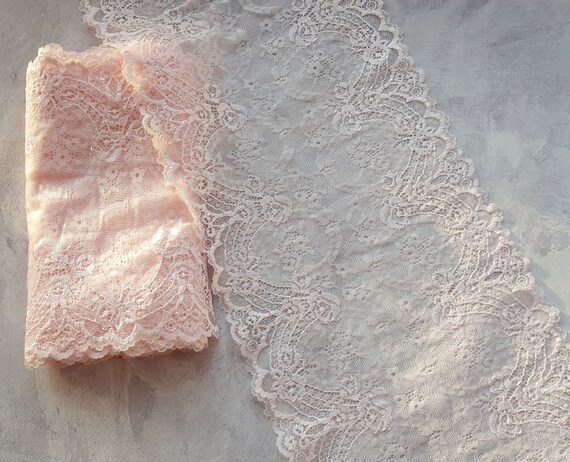 5 Yards Light Pink Stretch Lace Trim Wide Elastic Lace Bra Making Width 21.5 Cm 8.46 Nr Q2561 Etsy