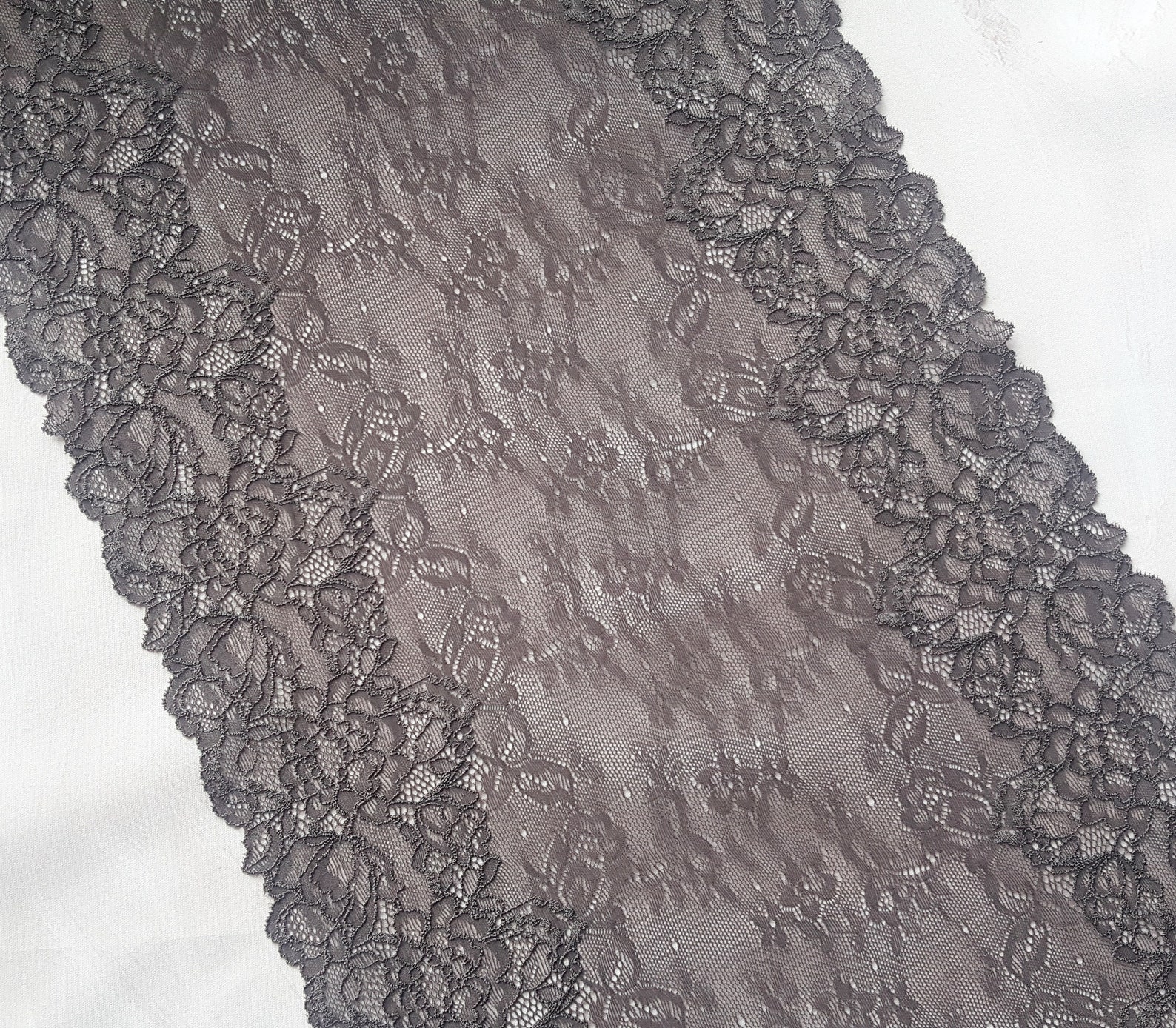 Brown Taupe Extra Wide Stretch Lace Floral Elastic Lace Trim | Etsy