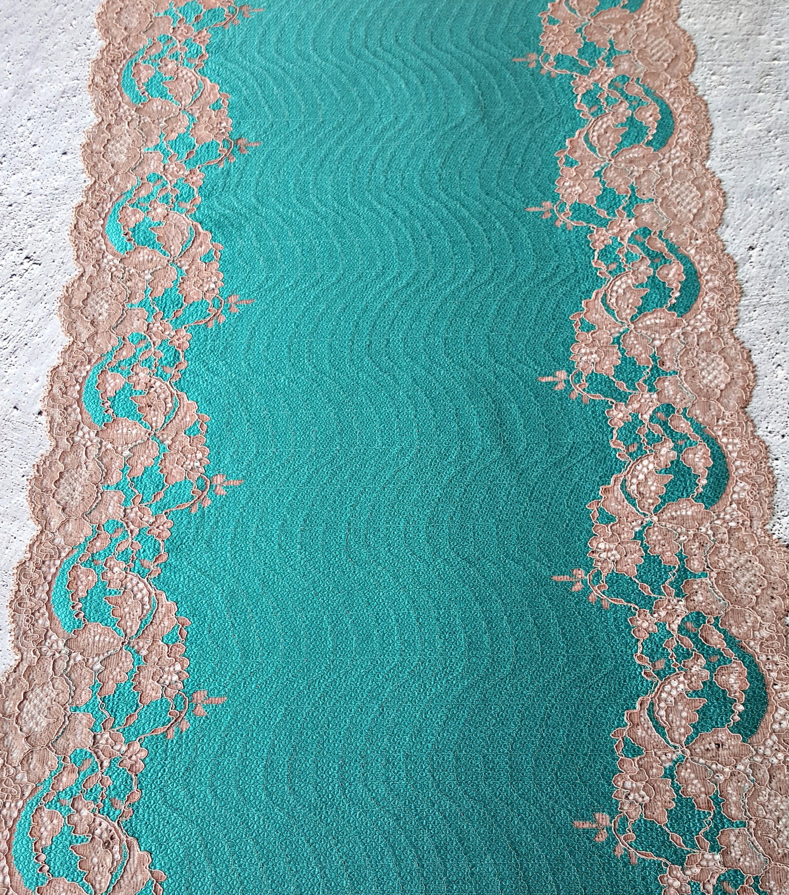 Turquoise Stretch Lace Trim, Wide Elastic Lace Fabric, Wedding Lingerie ...