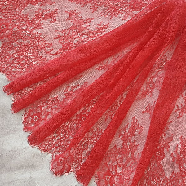 Red Lace Fabric - Etsy