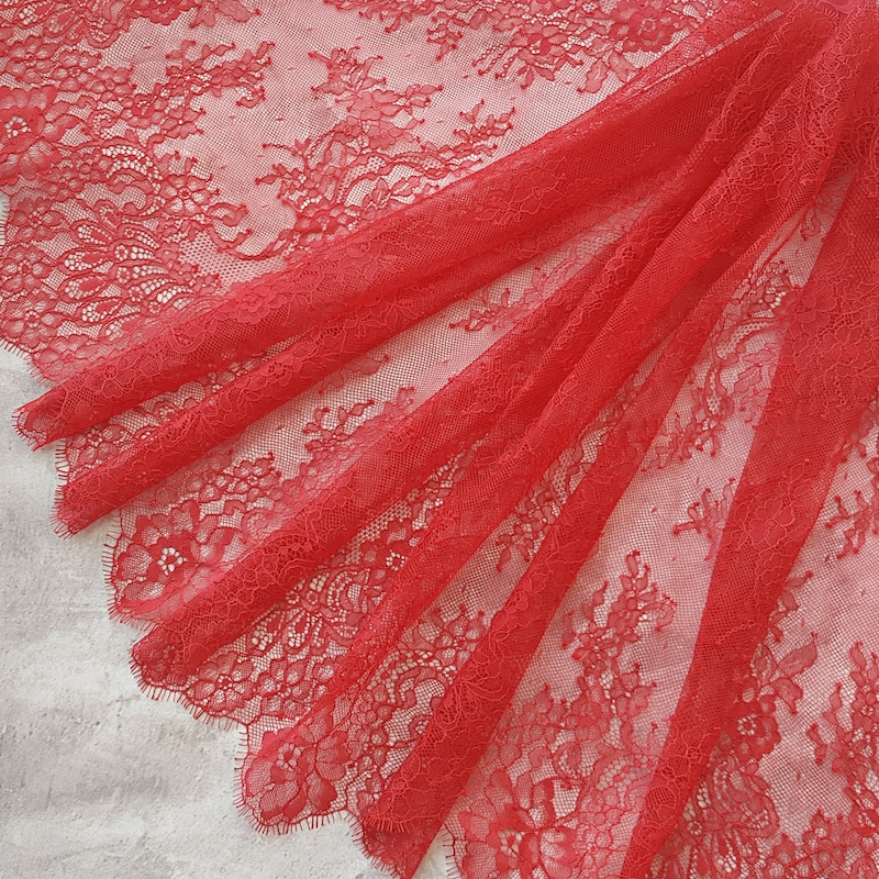 Red Lace Fabric - Etsy