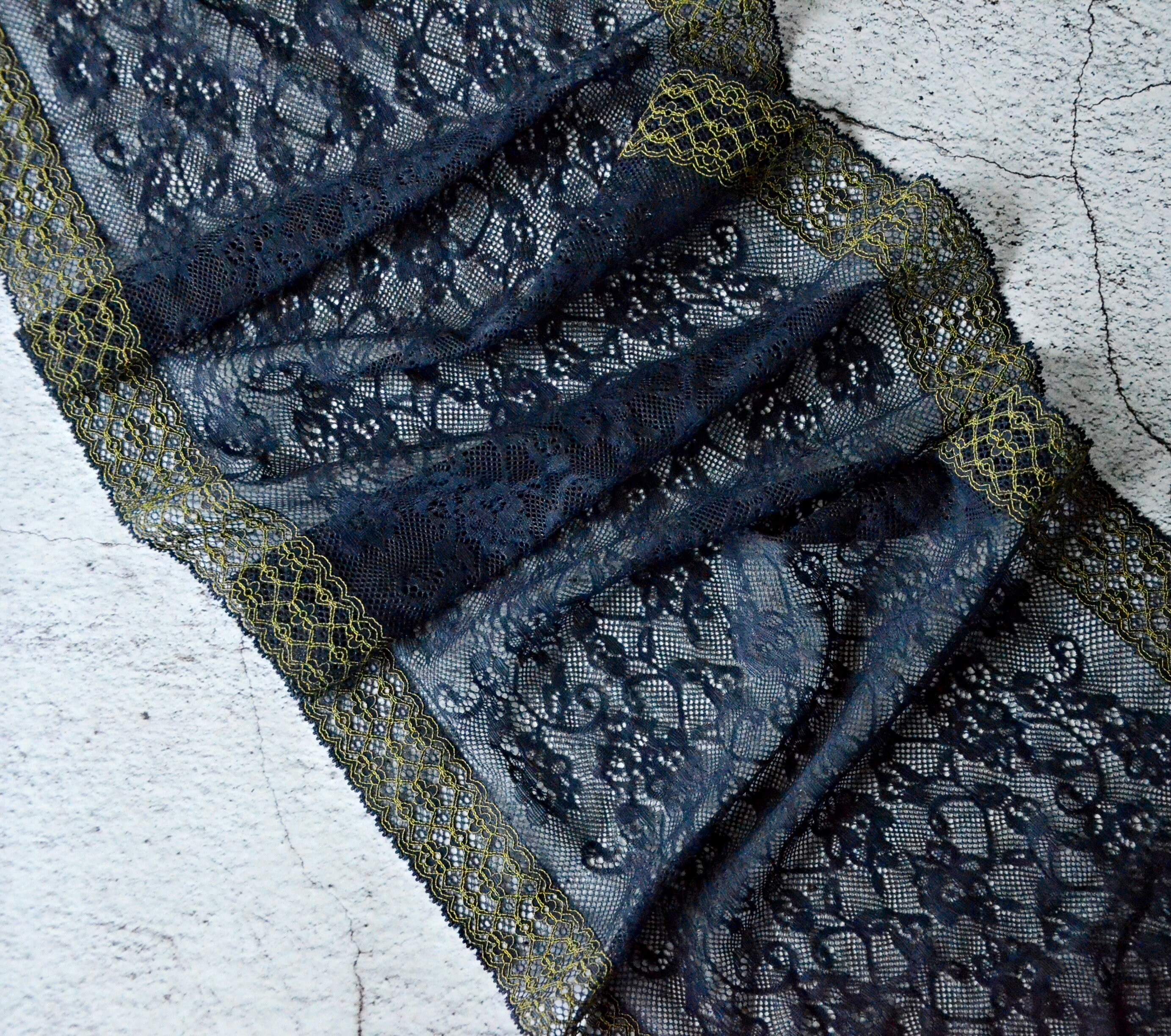 Navy Blue Stretch Lace Trim Floral Elastic Lace Fabric Width 26 Cm 10.2 Nr Q1097 Etsy UK