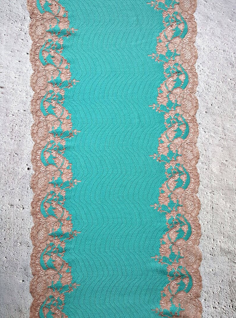 Turquoise Stretch Lace Trim Wide Elastic Lace Fabric Wedding | Etsy