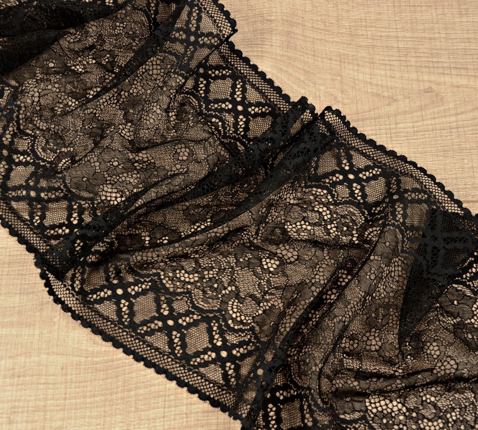 Black Stretch Lace Trim, Elastic Lace Fabric, Bra Making, Width 22 Cm ...