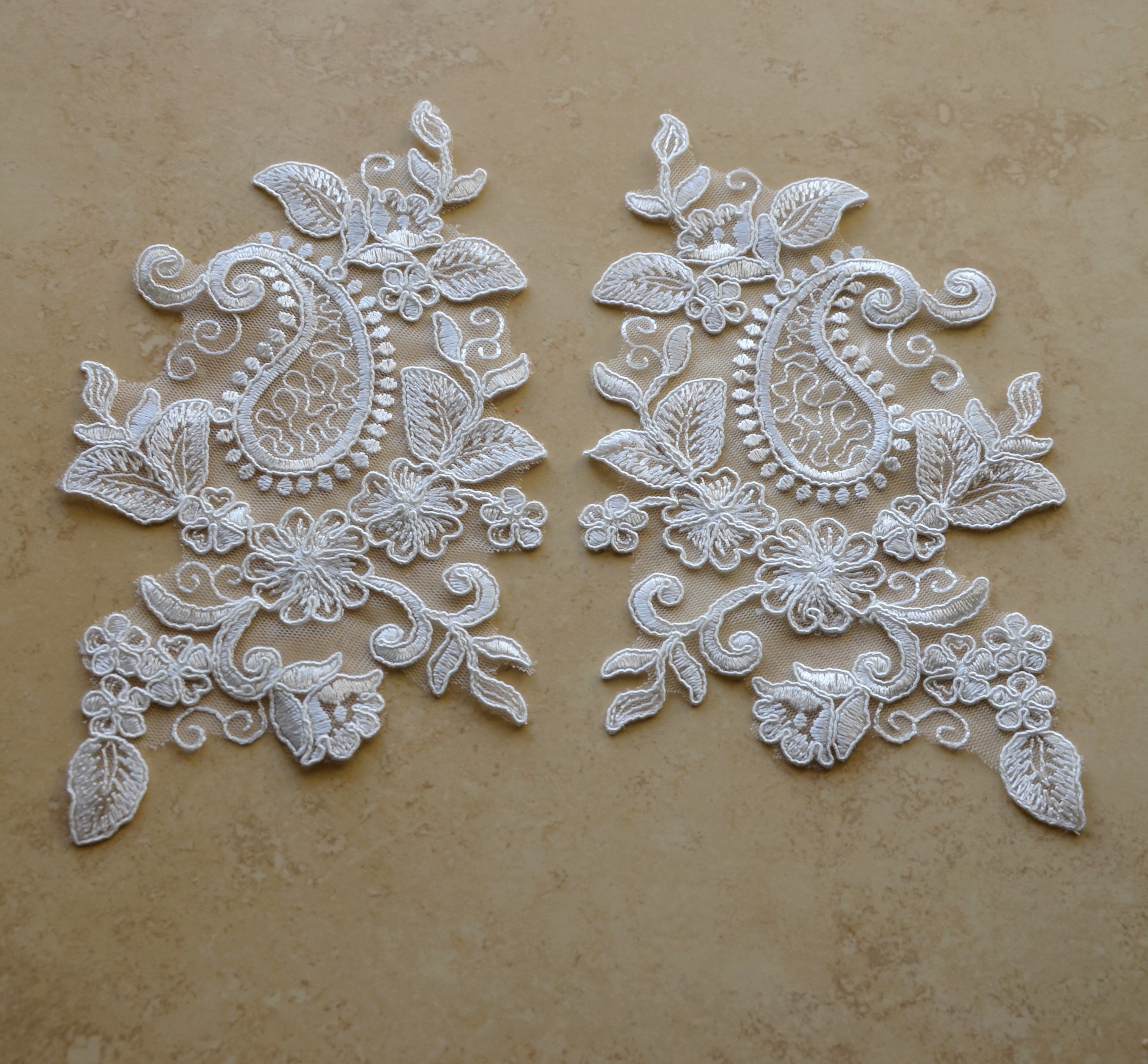 Ivory Applique Lace Pair Wedding Appliques AP024 | Etsy
