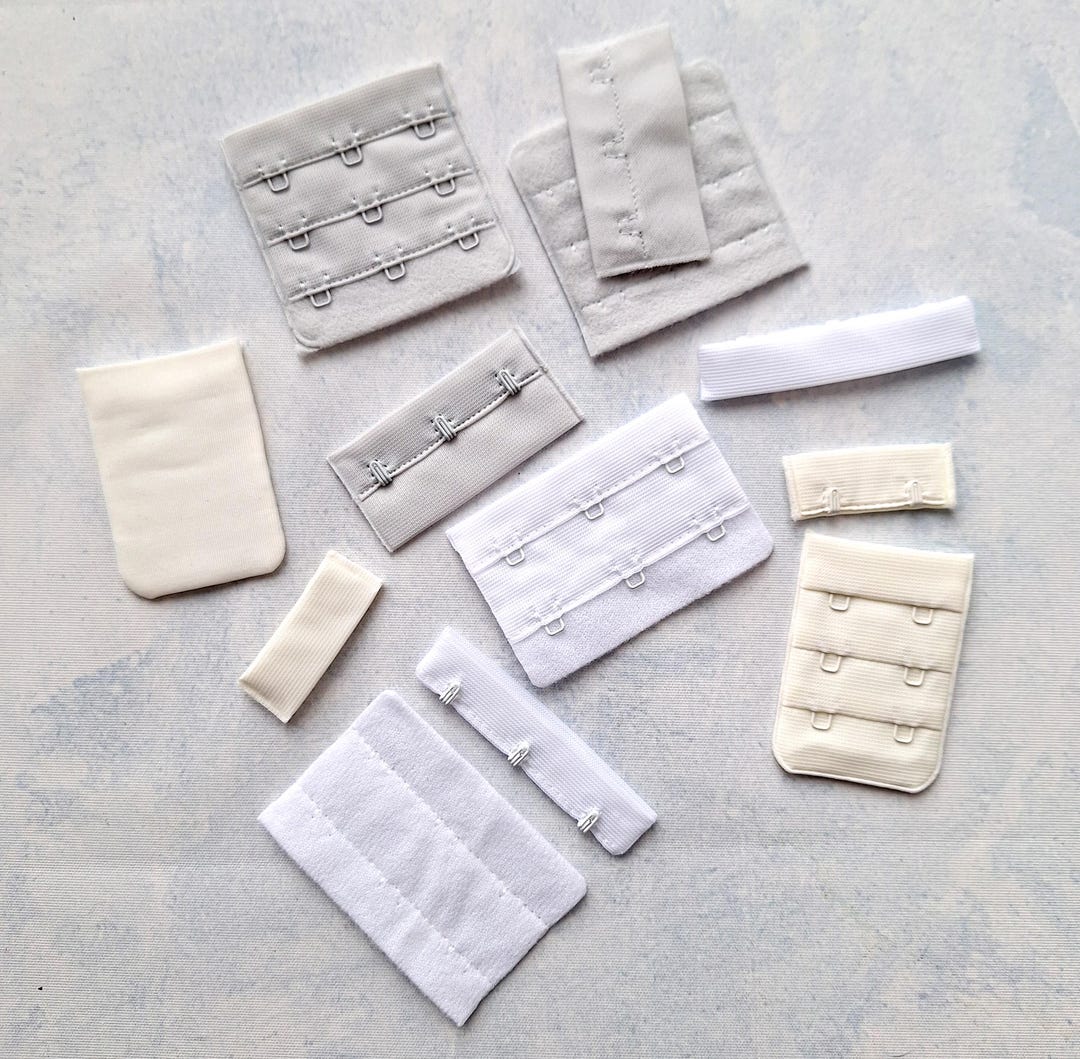 3x2 White Bra Making Hook Eye Closures, 3x3 Gray Bra Adjustable ...