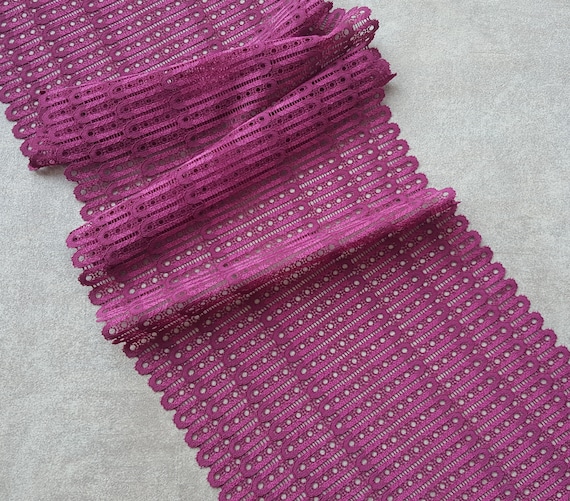 Purple Wide Stretch Lace Trim Elastic Lace Fabric Lingerie Lace Width 23 Cm 9.05 Nr 309 Etsy Canada