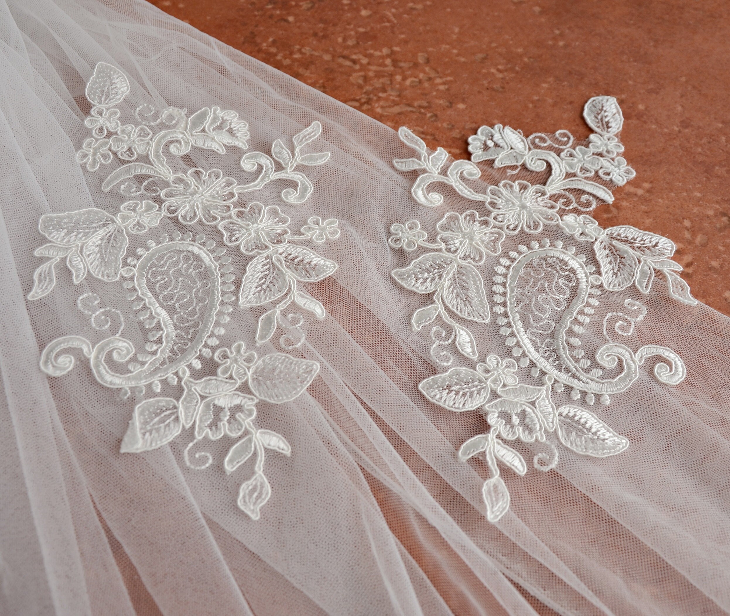 Ivory Applique Lace Pair Wedding Appliques AP024 | Etsy