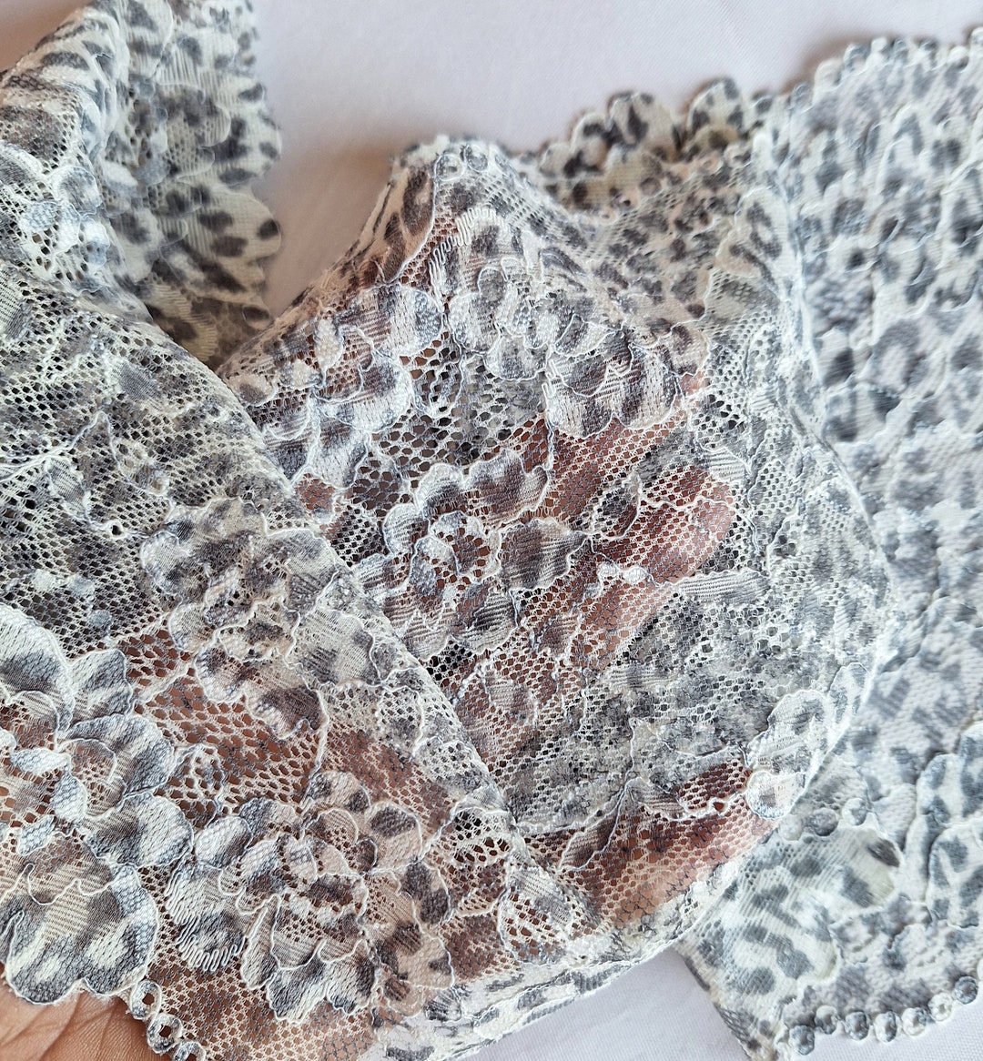Animal Print Stretch Lace Trim, Wild Cat Skin Printed Elastic Lace ...