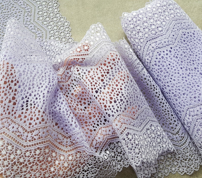 Lilac Wide Stretch Lace Trim, Elastic Lace Fabric, French Lace, Width ...