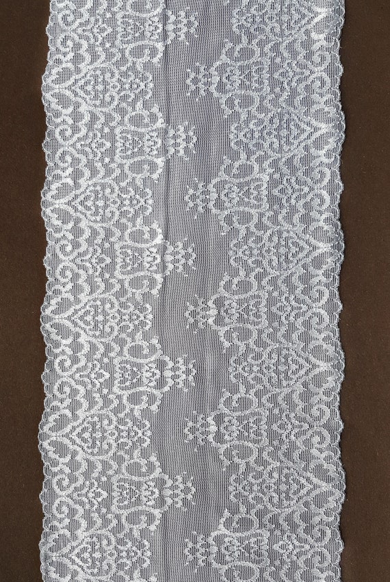 White Silver Stretch Lace Trim Elastic Lace Fabric Lurex Lace Width 17.6 Cm 7 Nr Q2318 Etsy UK