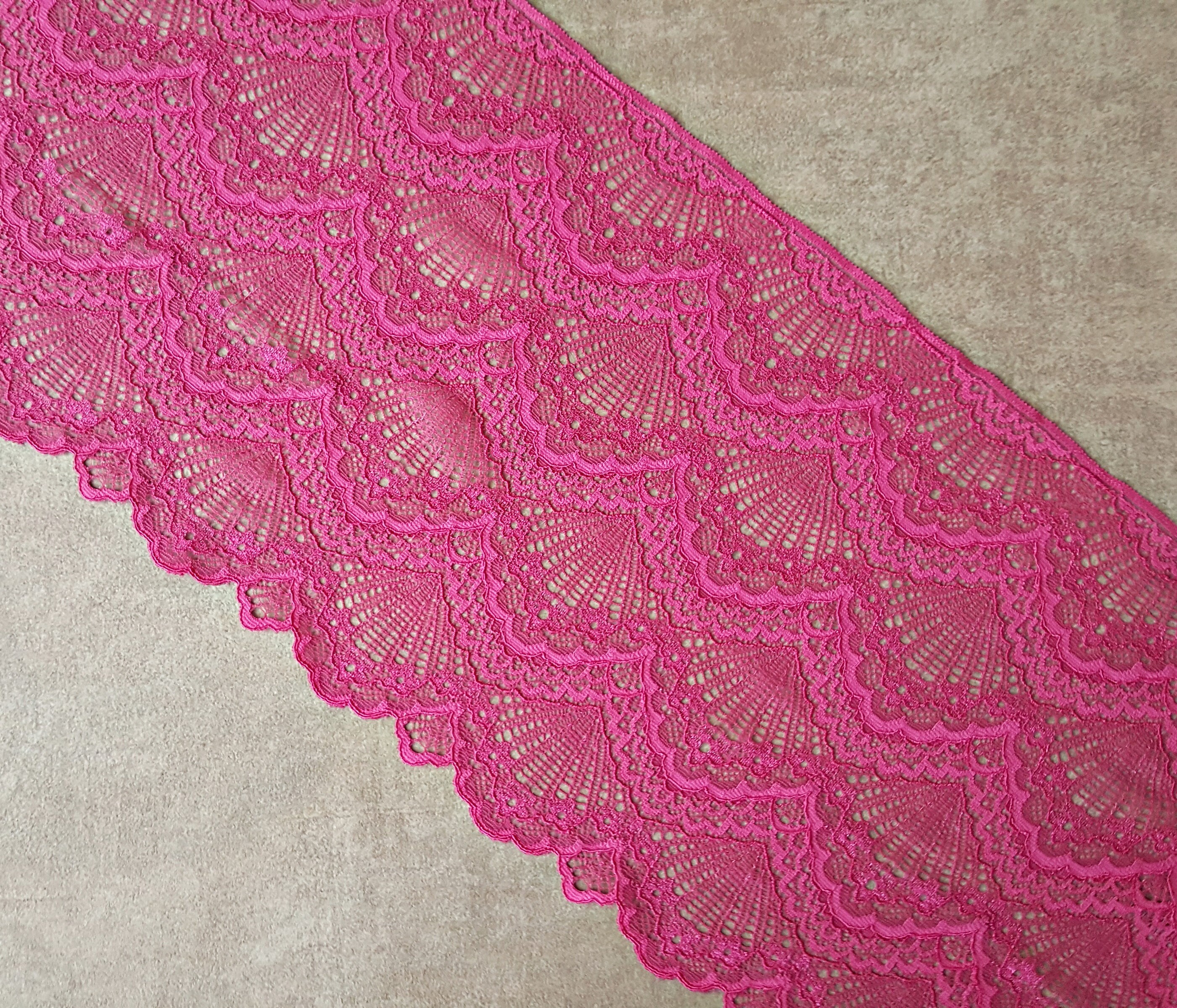 Magenta Pink Stretch Lace Bra Making, Elastic Lace Trim Apparel ...