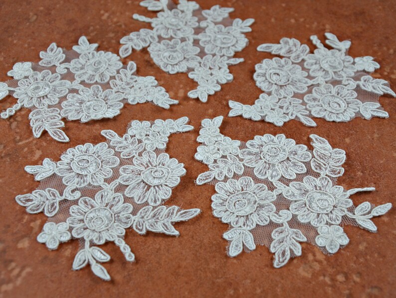 Off-white Lace Applique Corded Embroidered Lace Appliques | Etsy