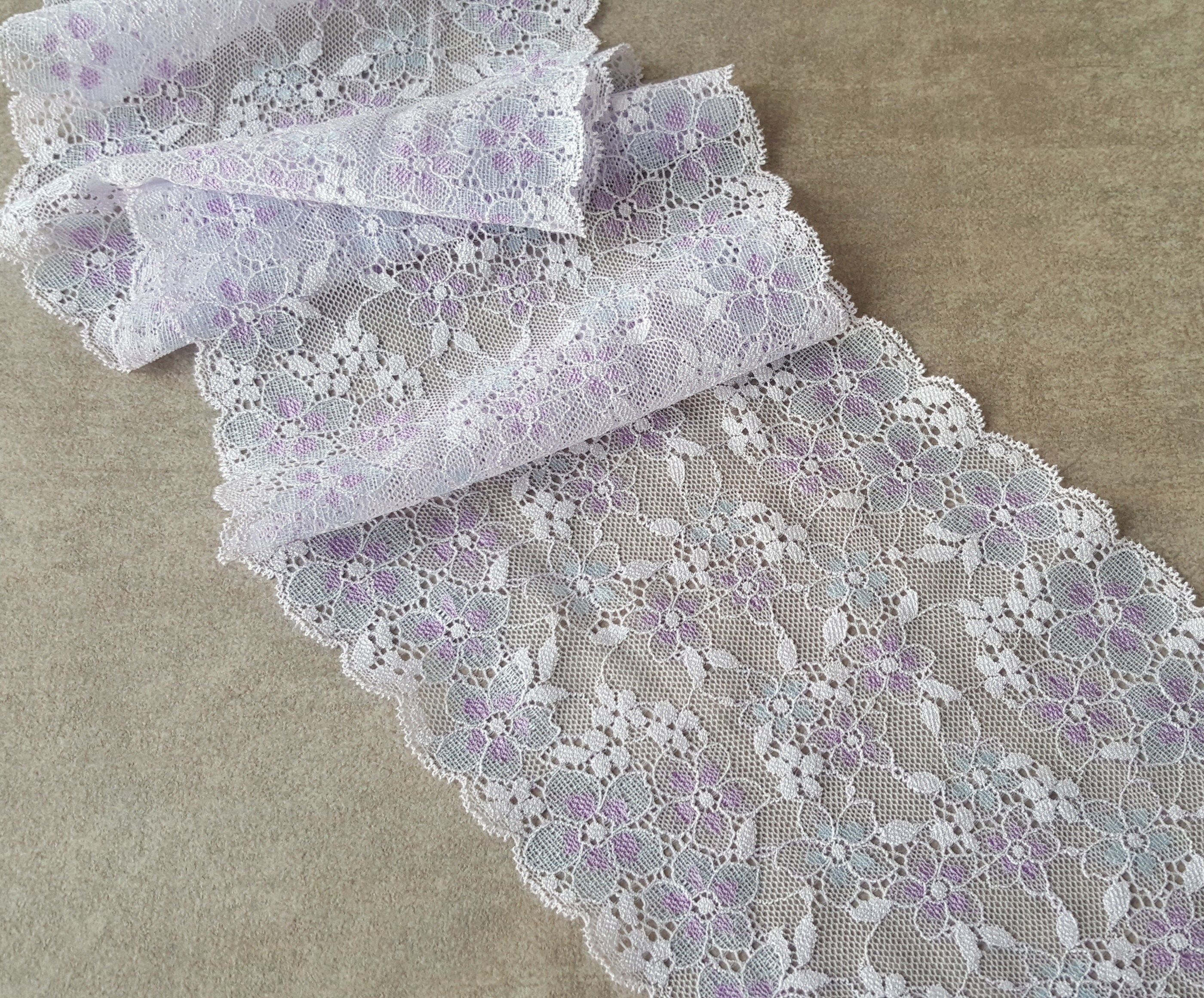 Stretch Lace Trim Lilac Lavender Floral Elastic Lace - Etsy