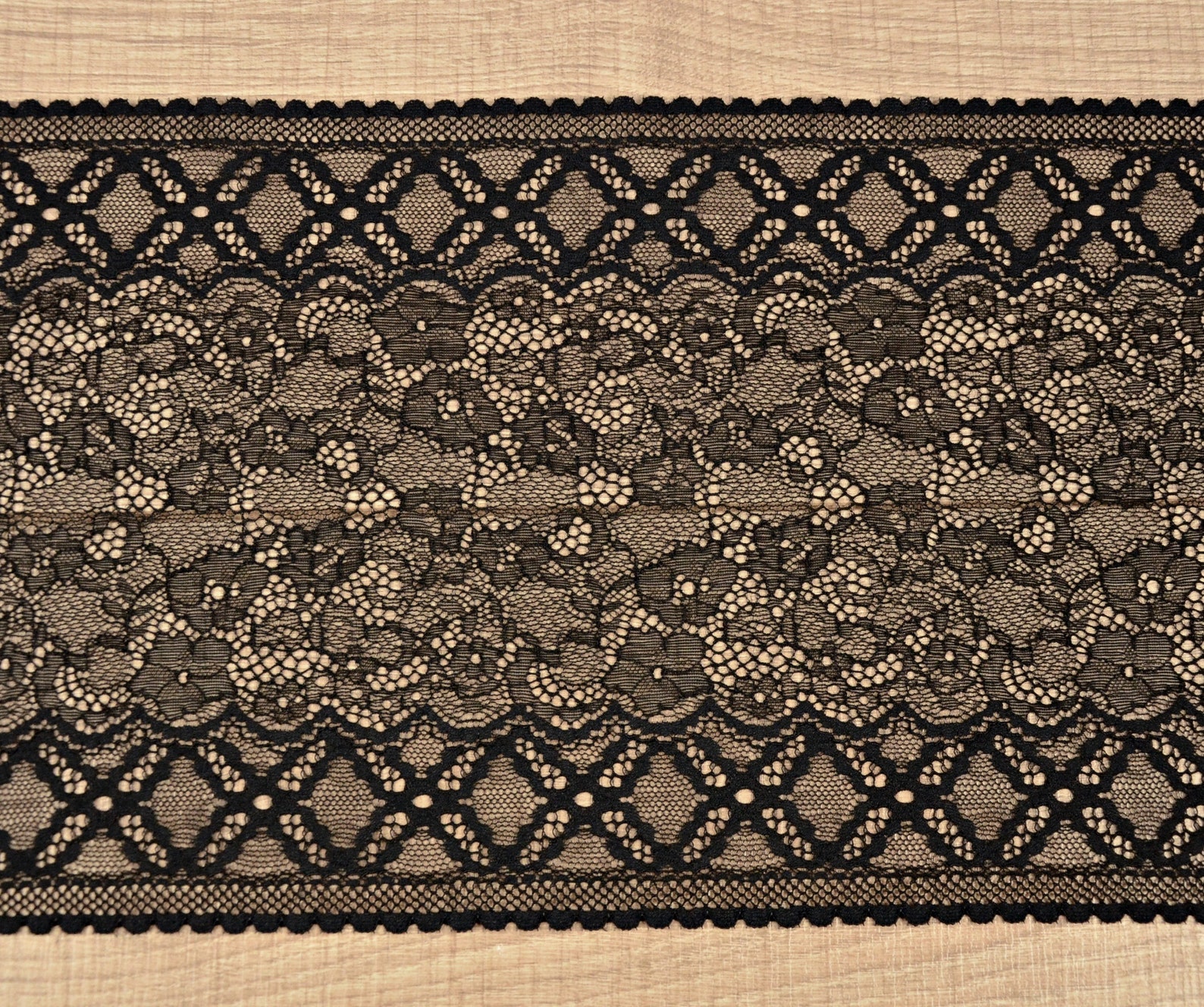 Black Stretch Lace Trim, Elastic Lace Fabric, Bra Making, Width 22 Cm ...