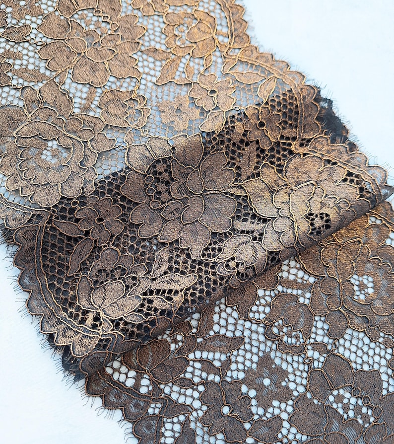 Renda Chantilly de cobre, Renda elástica para cílios, Renda de lingerie ...