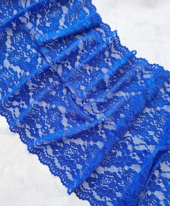 Electric Blue Stretch Lace Trim Lingerie Sewing Wide Elastic Lace Fabric Width 28.8 Cm 11.33 Nr 2869 Etsy Canada