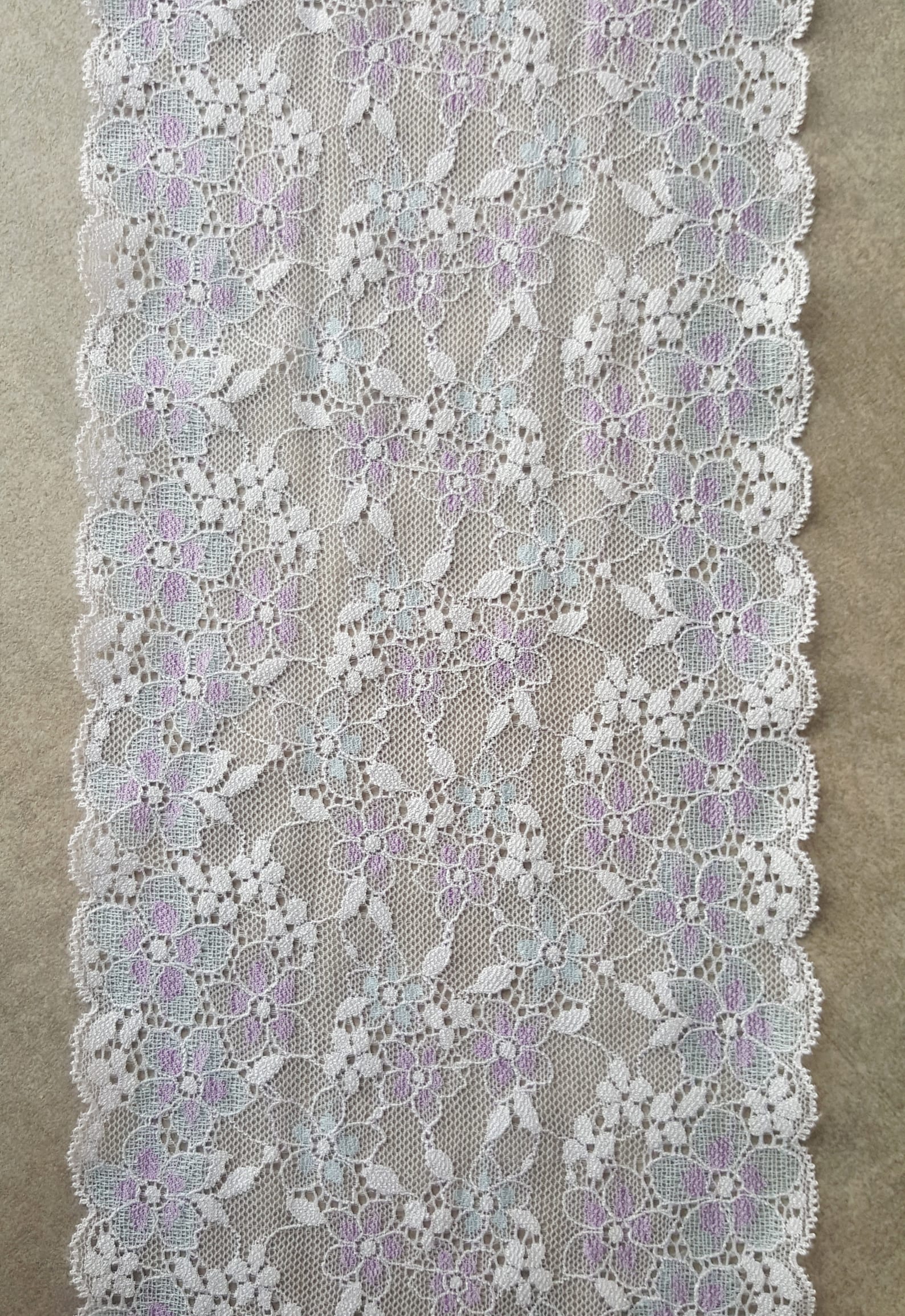 Stretch Lace Trim Lilac Lavender Floral Elastic Lace - Etsy
