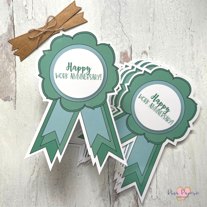 Happy Work Anniversary Ribbons 6 Pack Green & Blue Work - Etsy