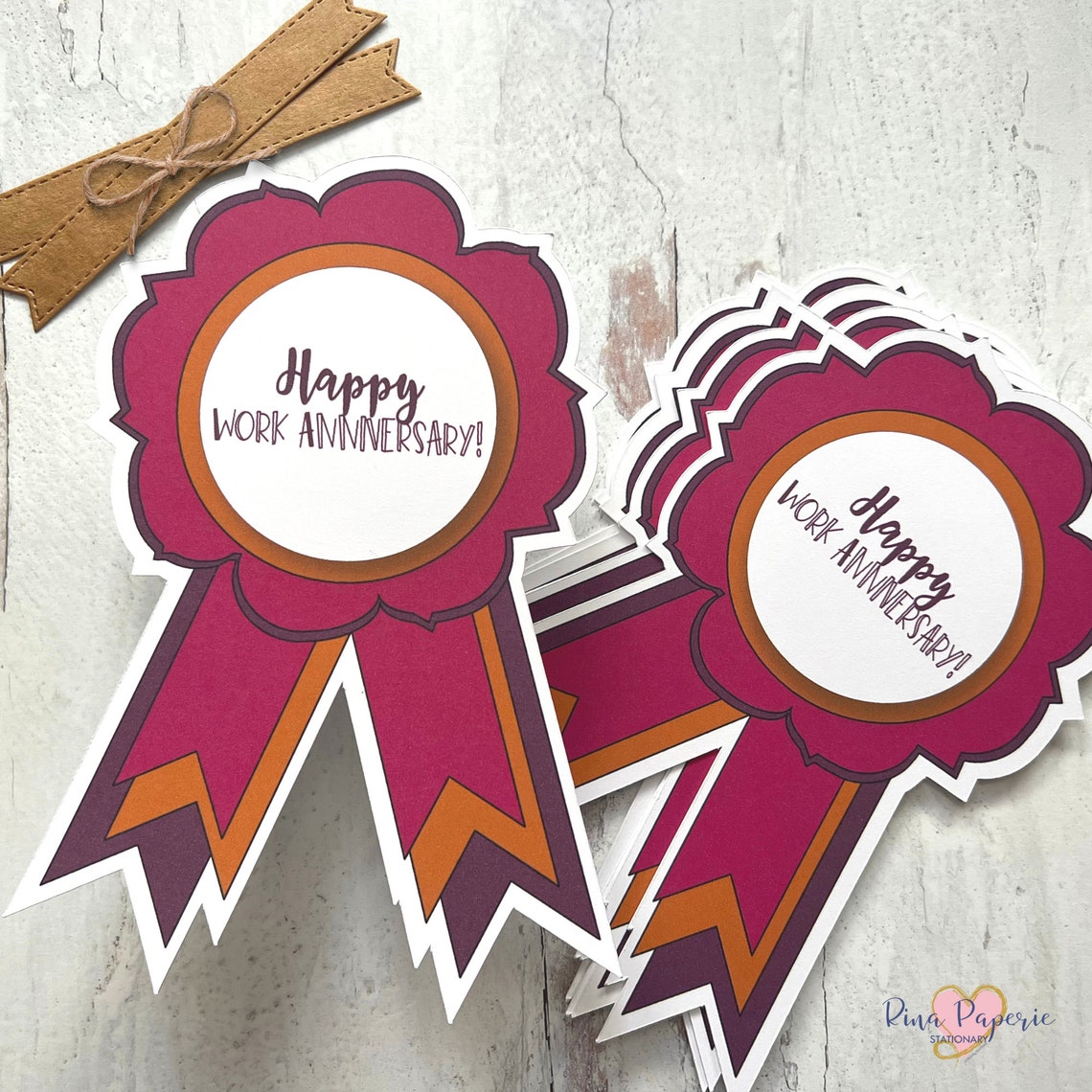 Happy Work Anniversary Ribbons 6 Pack Orange & Pink Work - Etsy