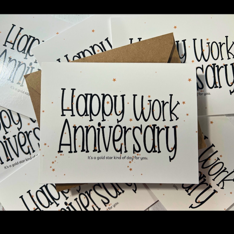 Work Anniversary Card: Gold Star Employee Appreciation - Etsy