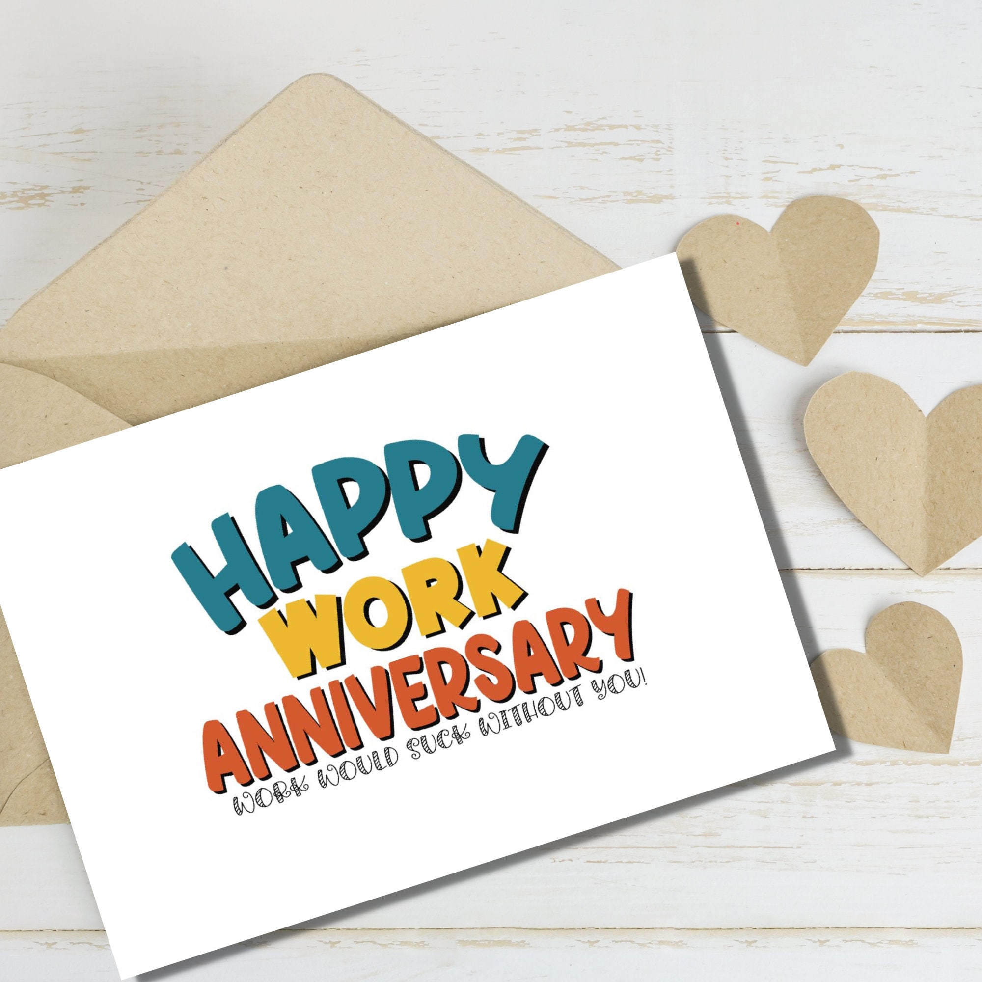 Happy Work Anniversary Six Card Work Anniversary Cards various Colors ...