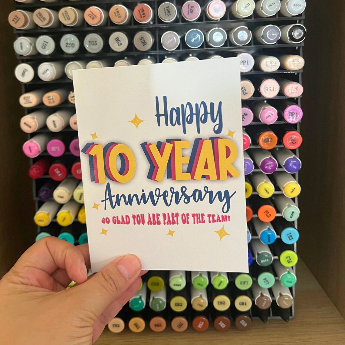 10 Year Work Anniversary Card: Employee Appreciation - Rina Paperie - Etsy