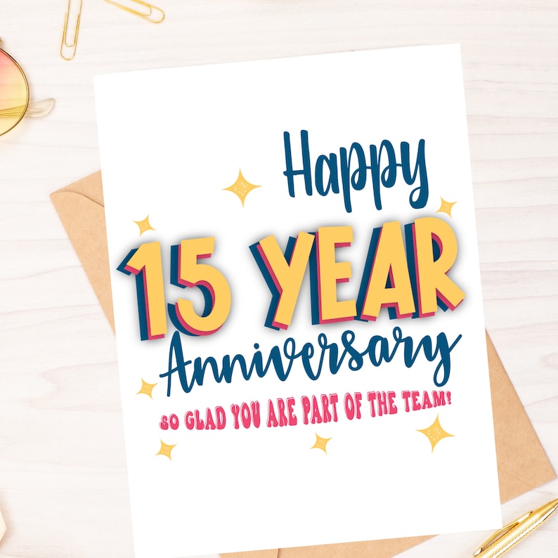 Happy 15 Year Anniversary - Work Anniversary Card - Instant Download ...