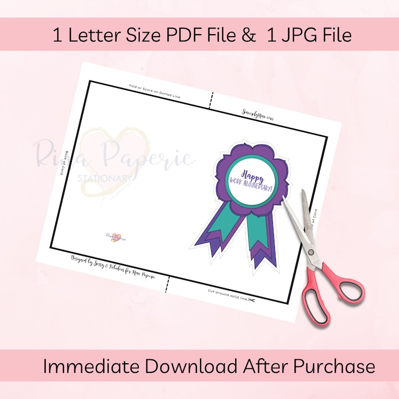 Happy Work Anniversary Purple & Teal Award Card Instant - Etsy