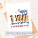 Happy 1 Year Anniversary - Work Anniversary Card - Instant Download PDF ...