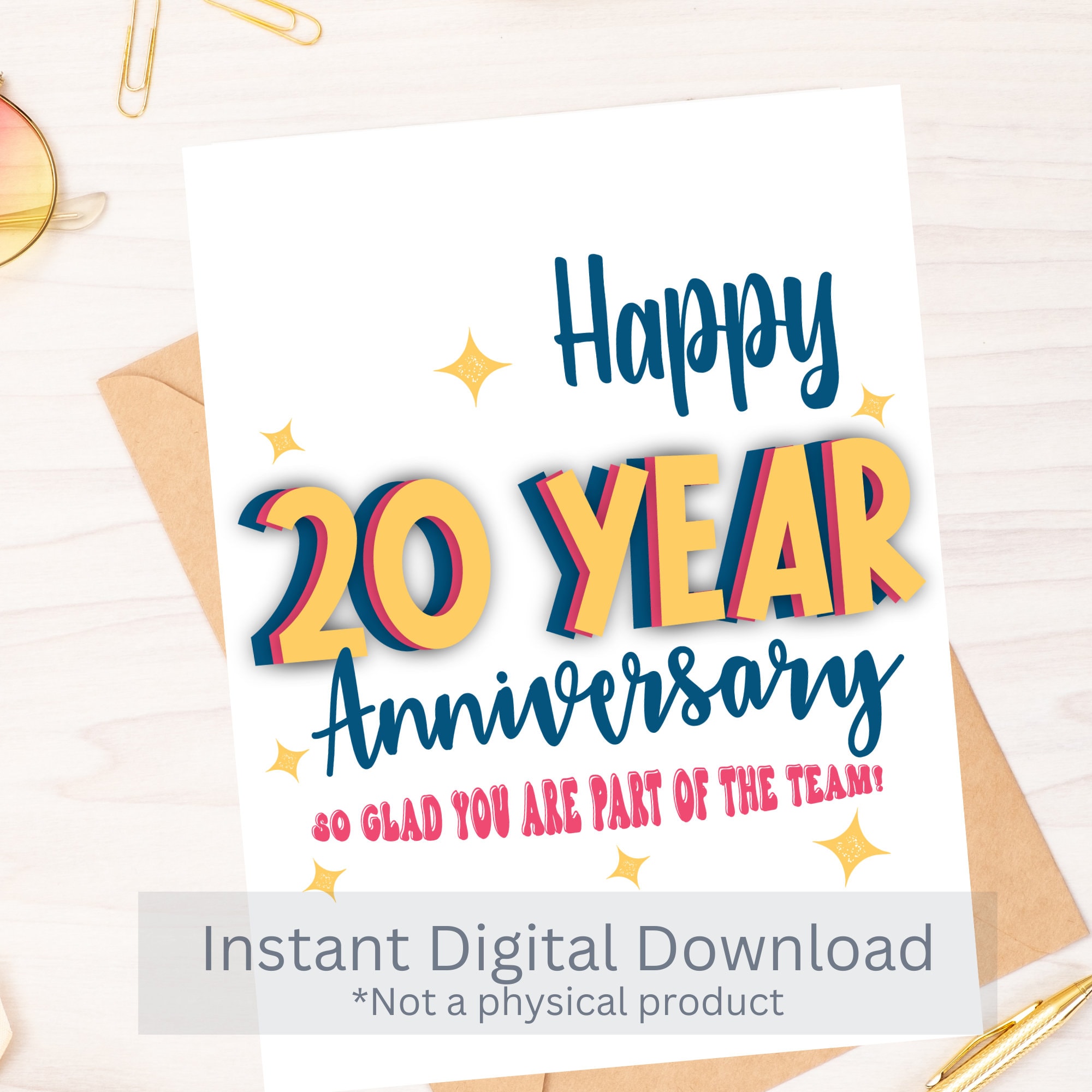 20 Yrs Work Anniversary Wallpaper 20 Year Work Anniversary Print, 20th