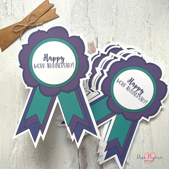 Happy Work Anniversary Ribbons 6 Pack Purple & Teal Work - Etsy