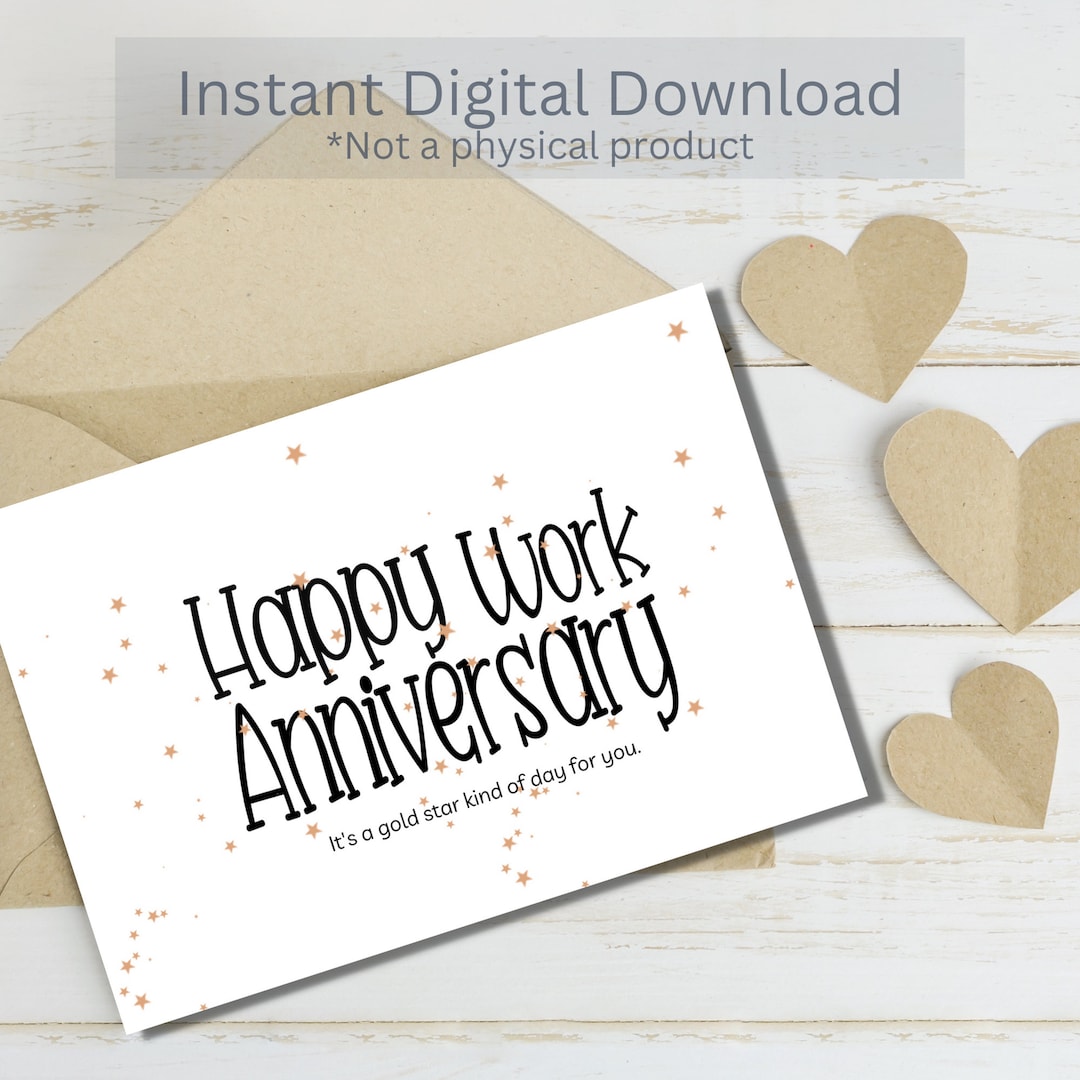 Happy Work Anniversary - It's a Gold Star Kind of Day for You - Instant ...