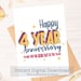 Happy 4 Year Anniversary - Work Anniversary Card- Instant Download PDF ...