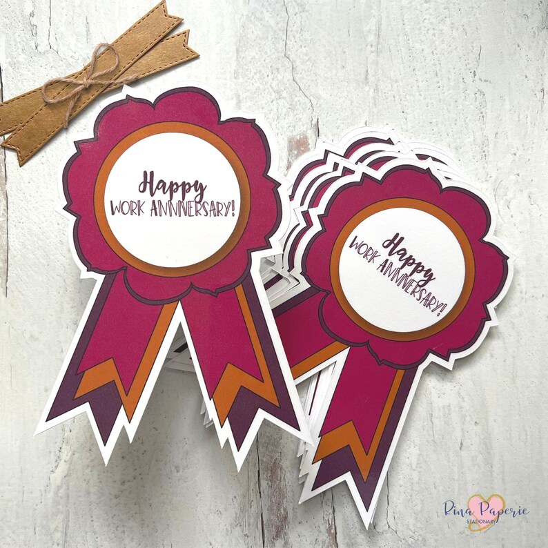 Happy Work Anniversary Ribbons 6 Pack Orange & Pink Work - Etsy
