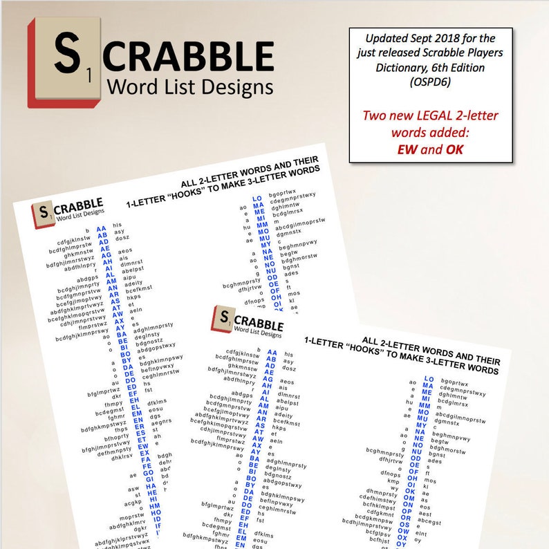 PDF Scrabble Word List Cheat Sheet: 2 Letters Words and Their - Etsy