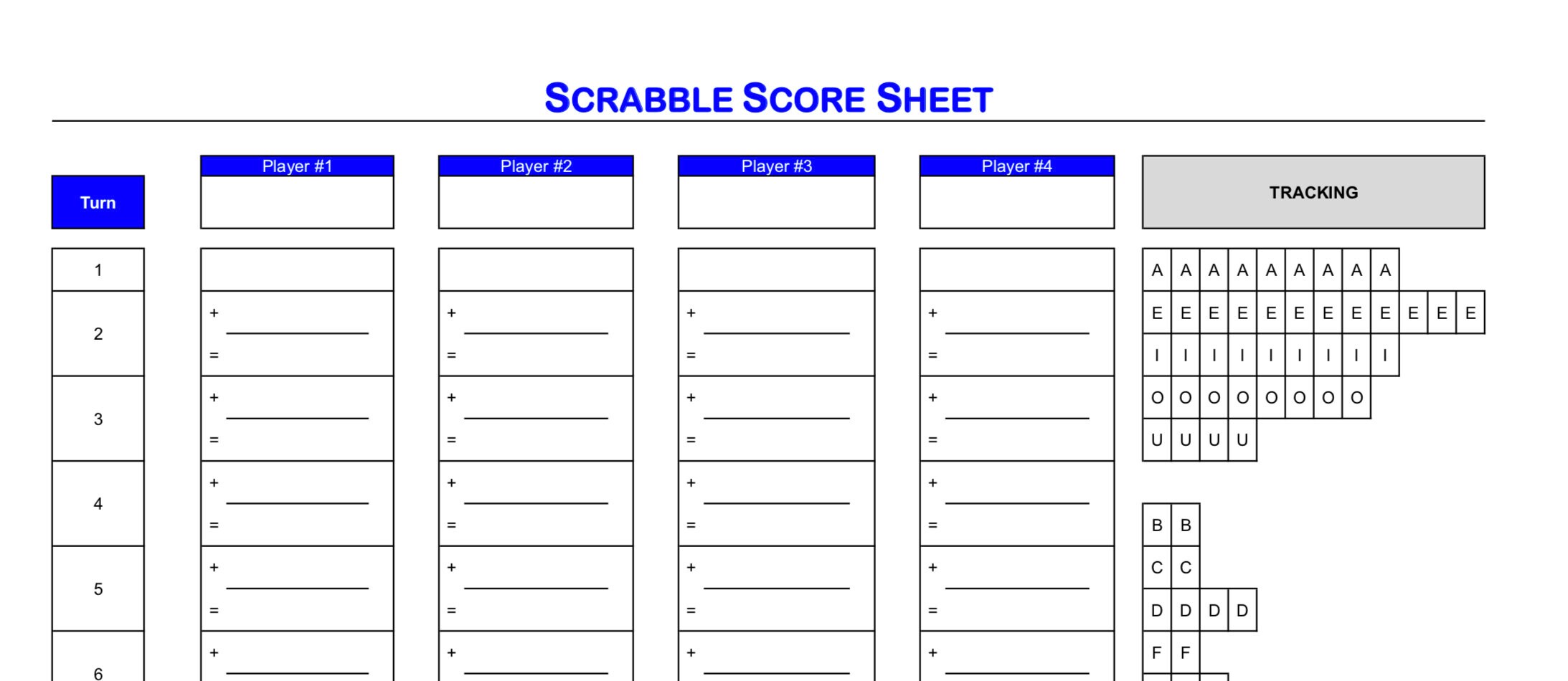 X PDF Scrabble Scoresheet -- One Page - Print Over and Over - Etsy