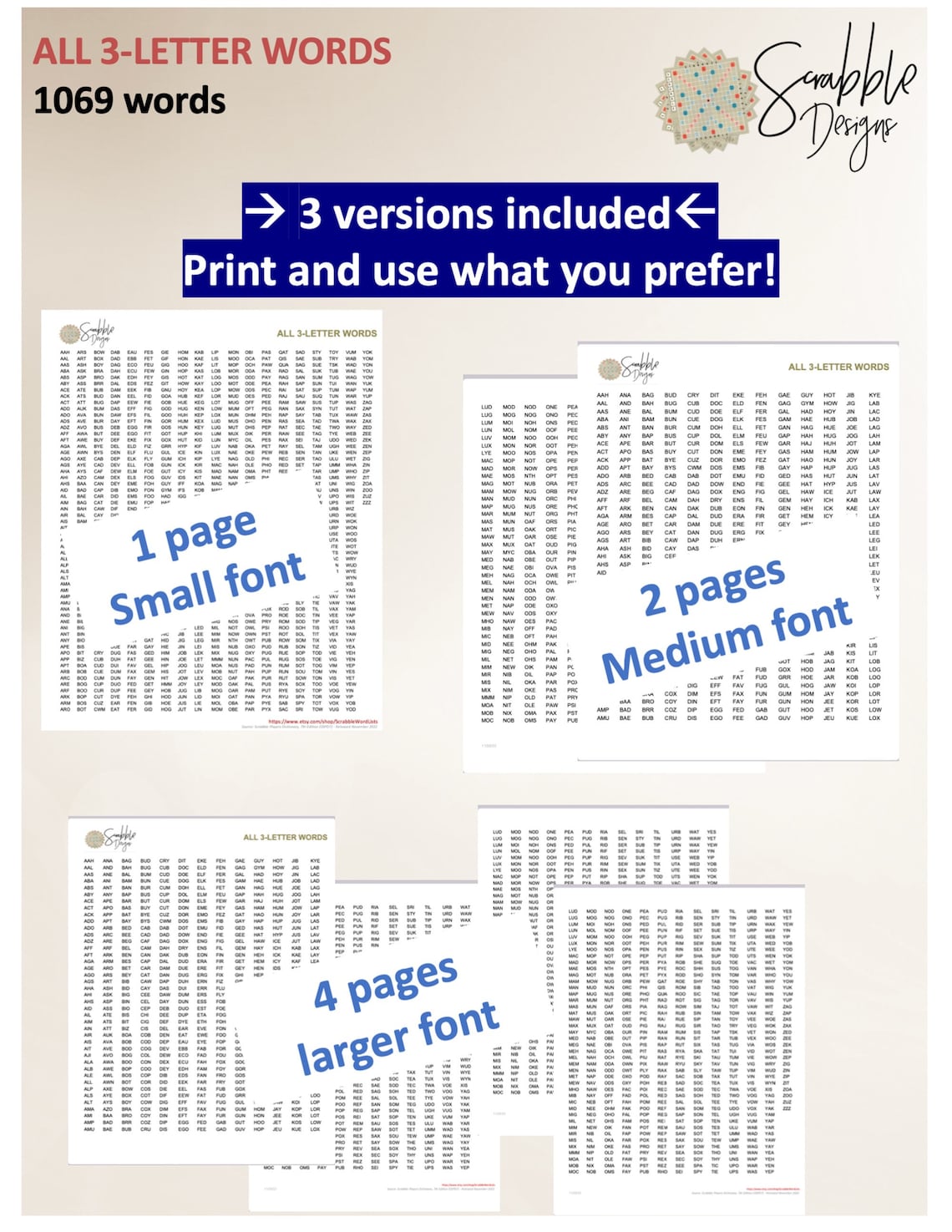 PDF Scrabble Word List Cheat Sheet: Acceptable 3 Letter Words List - 2 ...