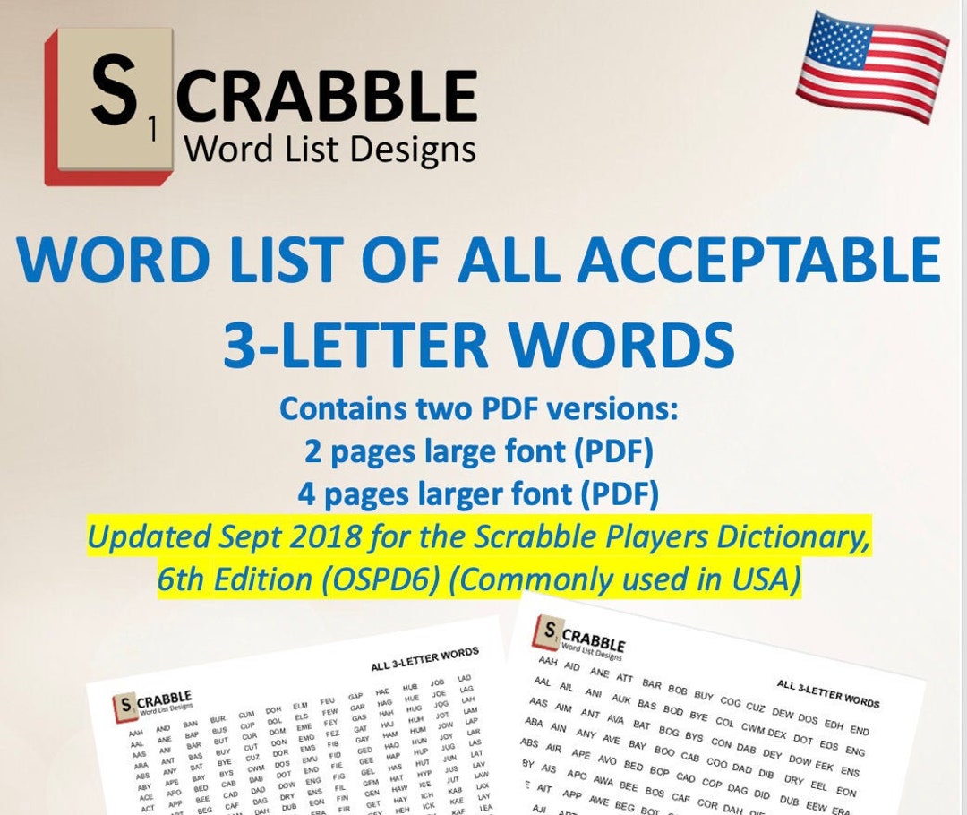 PDF Scrabble Word List Cheat Sheet: Acceptable 3 Letter Words W/ 2-page ...