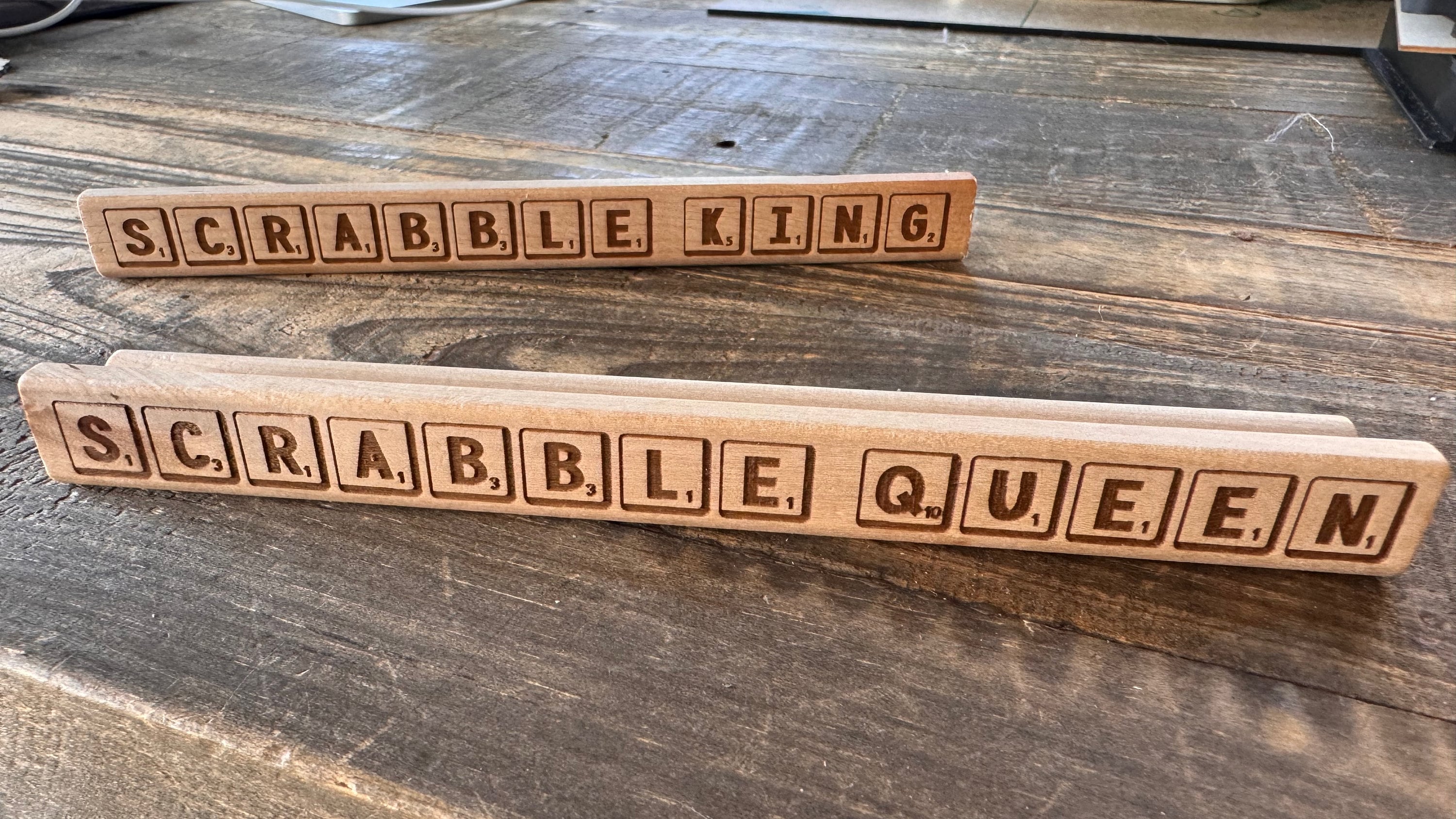 Laser Engraved Custom Scrabble Letter Holder Rack With Your Name or Phrase Great Gift Christmas ...