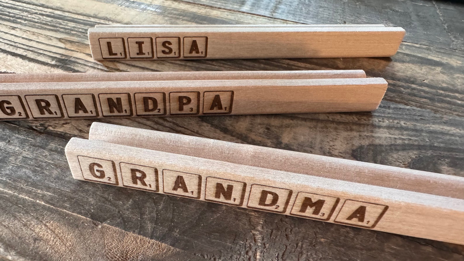 Personalized Scrabble Rack Tile Holder, Custom Name Laser Engraved Wood ...
