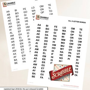 PDF Scrabble Word List Cheat Sheet: Acceptable 2 Letter Words List LARGE FONT - Etsy