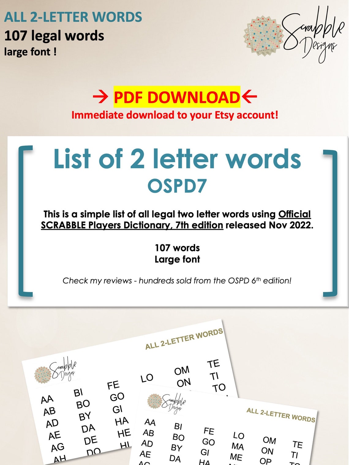 PDF Scrabble Word List Cheat Sheet: Acceptable 2 Letter Words List ...