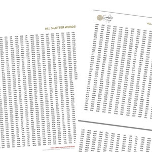 PDF Scrabble Word List Cheat Sheet: Acceptable 3 Letter Words List - 2 Versions and Font Sizes 1 ...